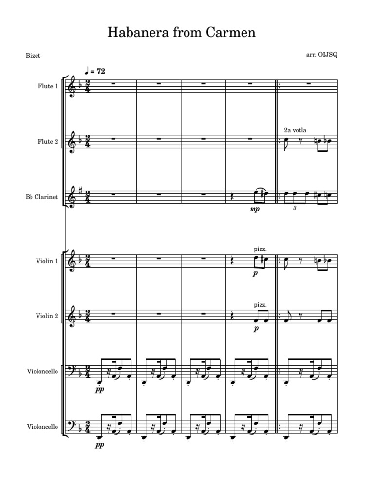 Habanera From Carmen-Score and Parts | PDF | Carmen | Habanera (Aria)