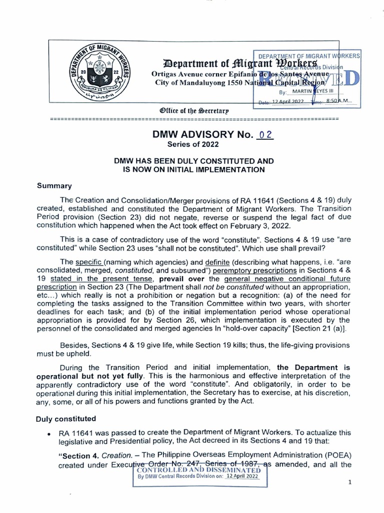 DMW Advisory 02 2022 | PDF