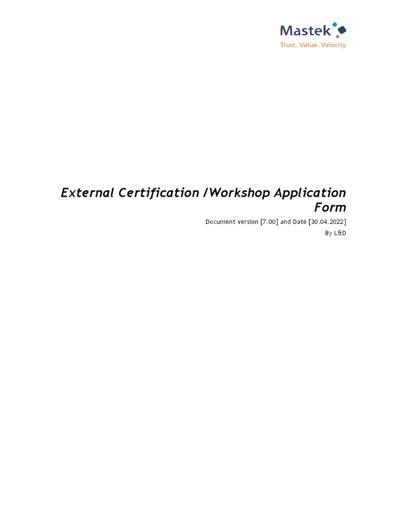 External Certification & Workshop Form | PDF | Business