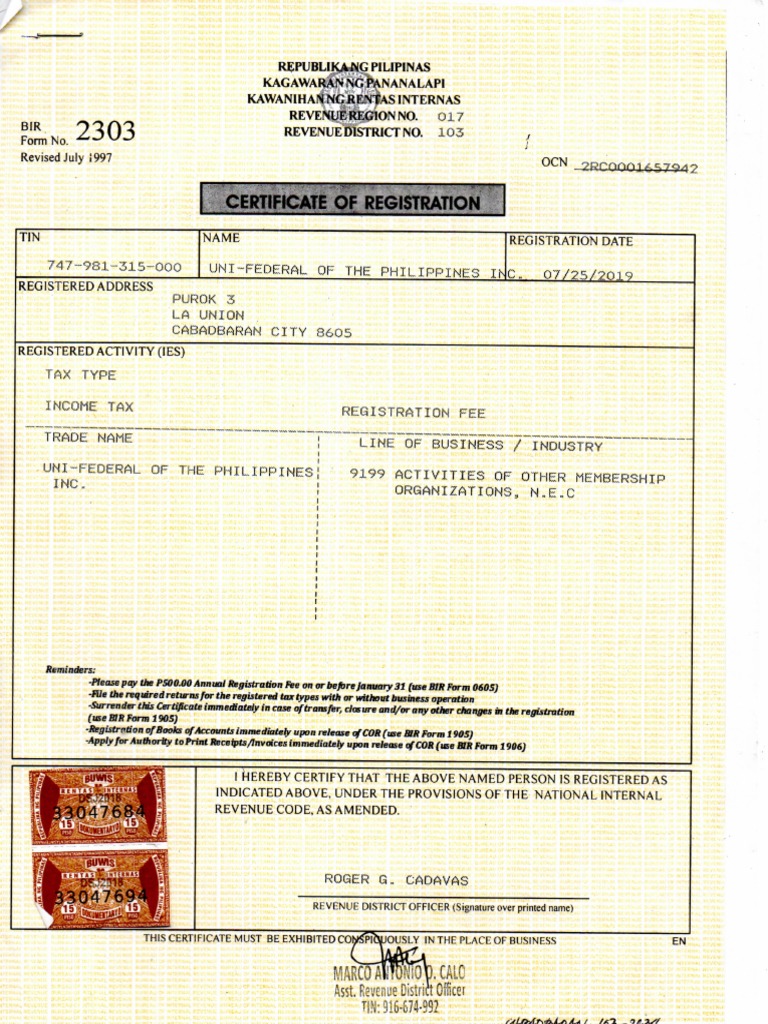 Bir Certificate | PDF