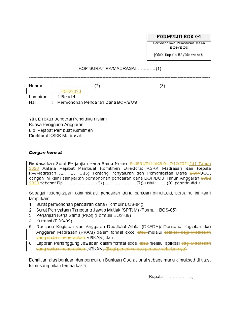 Surat Permohonan Pencairan Dana - 63e0873e7e79920230206115110 | PDF