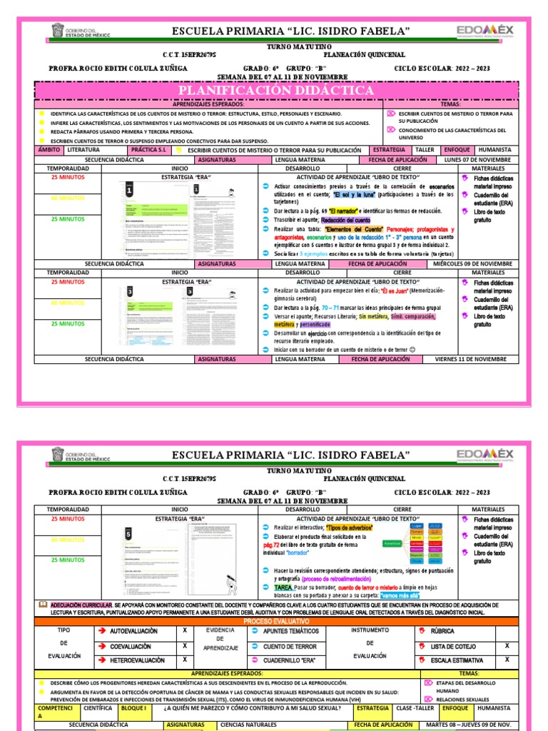 Planeación Quincenal 6° Grado B | PDF | Evaluación | Educación primaria