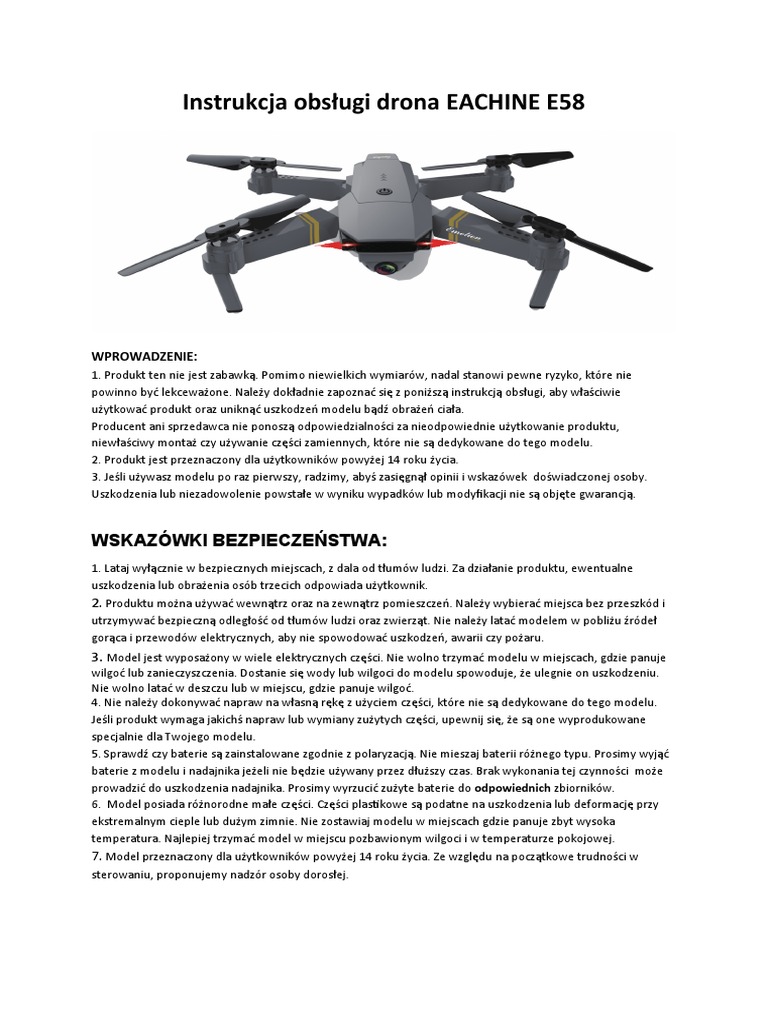 Eachine E58 Instrukcja PL | PDF