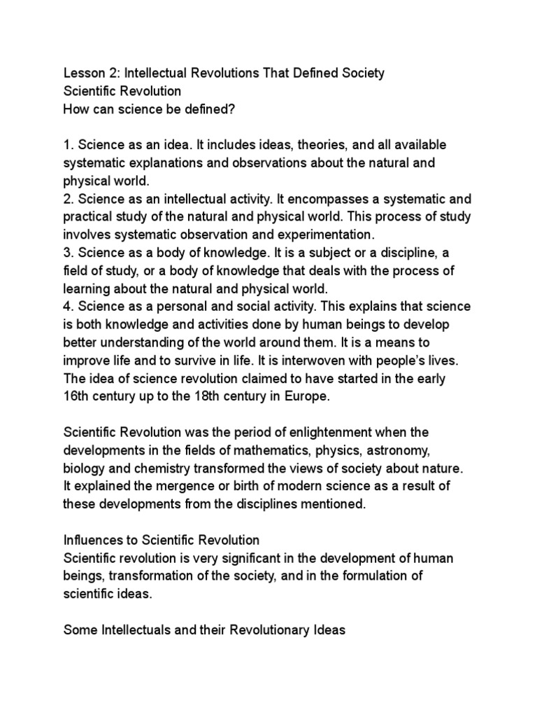 Intellectual Revolution That Defined Society | PDF | Science ...