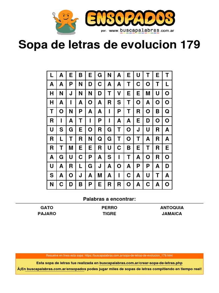 Sopa de Letras de Evolucion - 179 | PDF