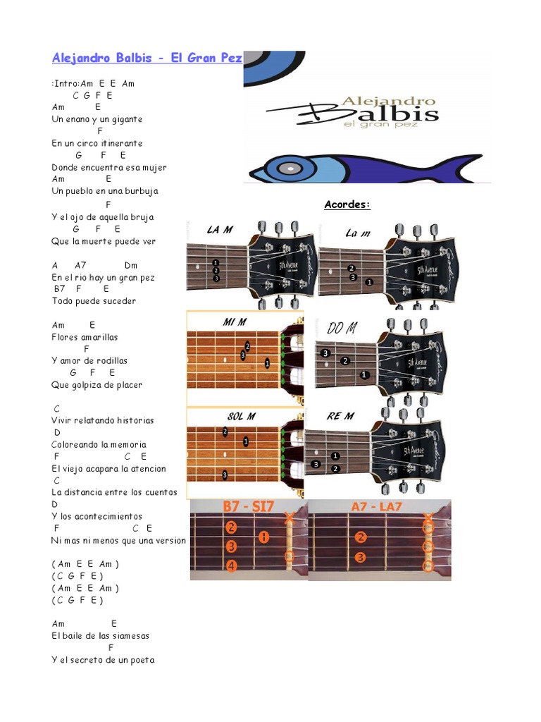 Alejandro Balbis - Letra de "El Gran Pez" | PDF