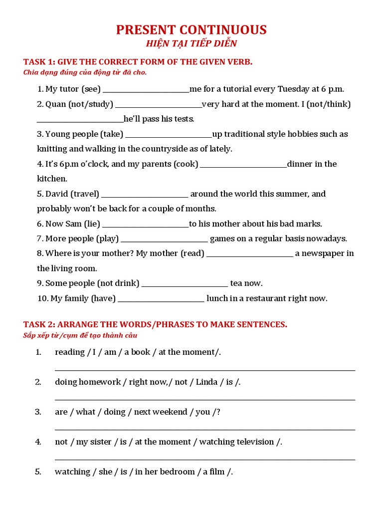 Present Continuous 4 | PDF | Grammar | Syntax