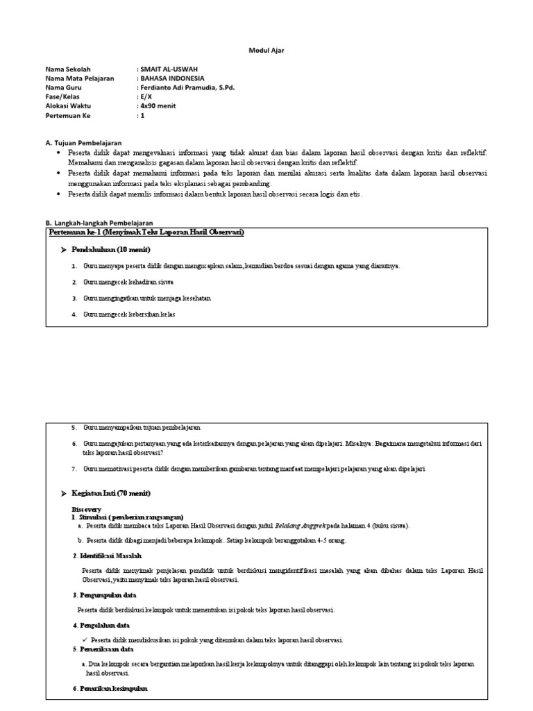 Format Modul Ajar | PDF