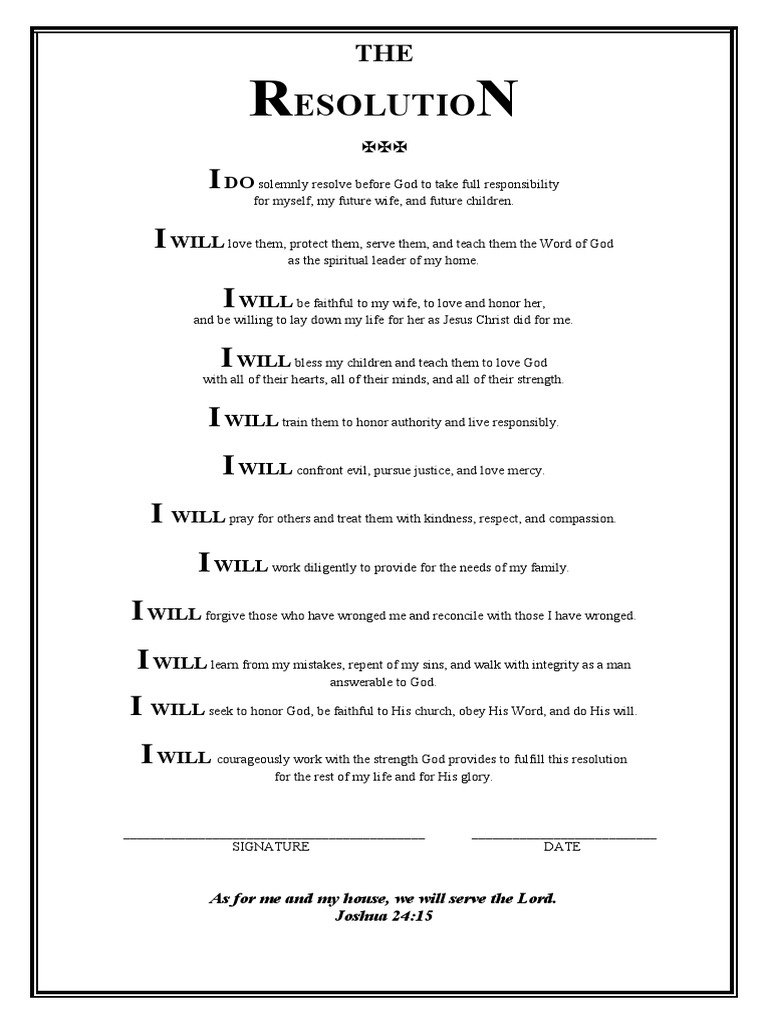 Personal Commitment Resolution Document | PDF | Religion & Spirituality