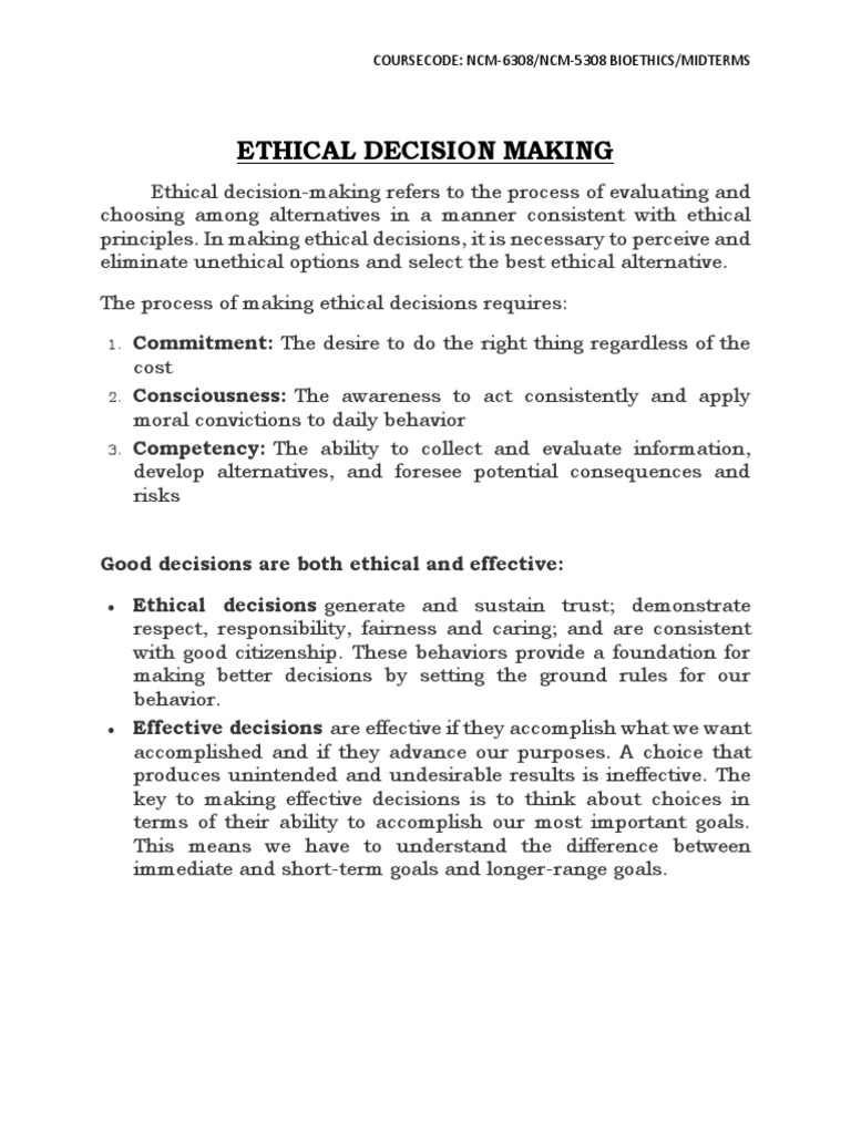 Module 5 ETHICAL DECISION MAKING | PDF | Justice | Crime & Violence