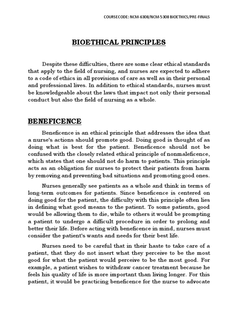 Module 9 BIOETHICAL PRINCIPLE | PDF | Autonomy | Bioethics