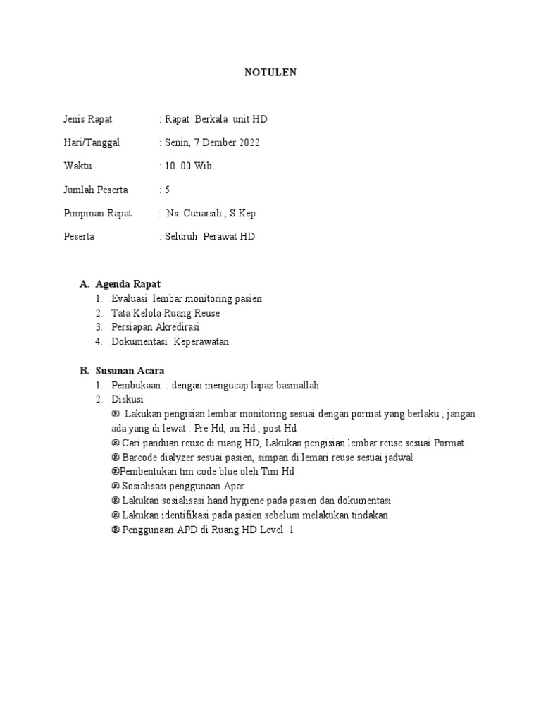 Notulen Rapat HD Des 22 | PDF