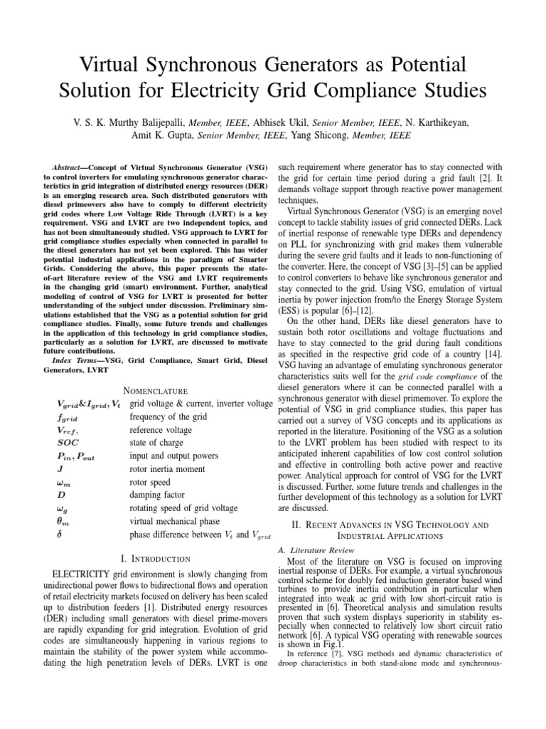 VSGpaper TENCON Final | PDF | Electrical Grid | Distributed Generation