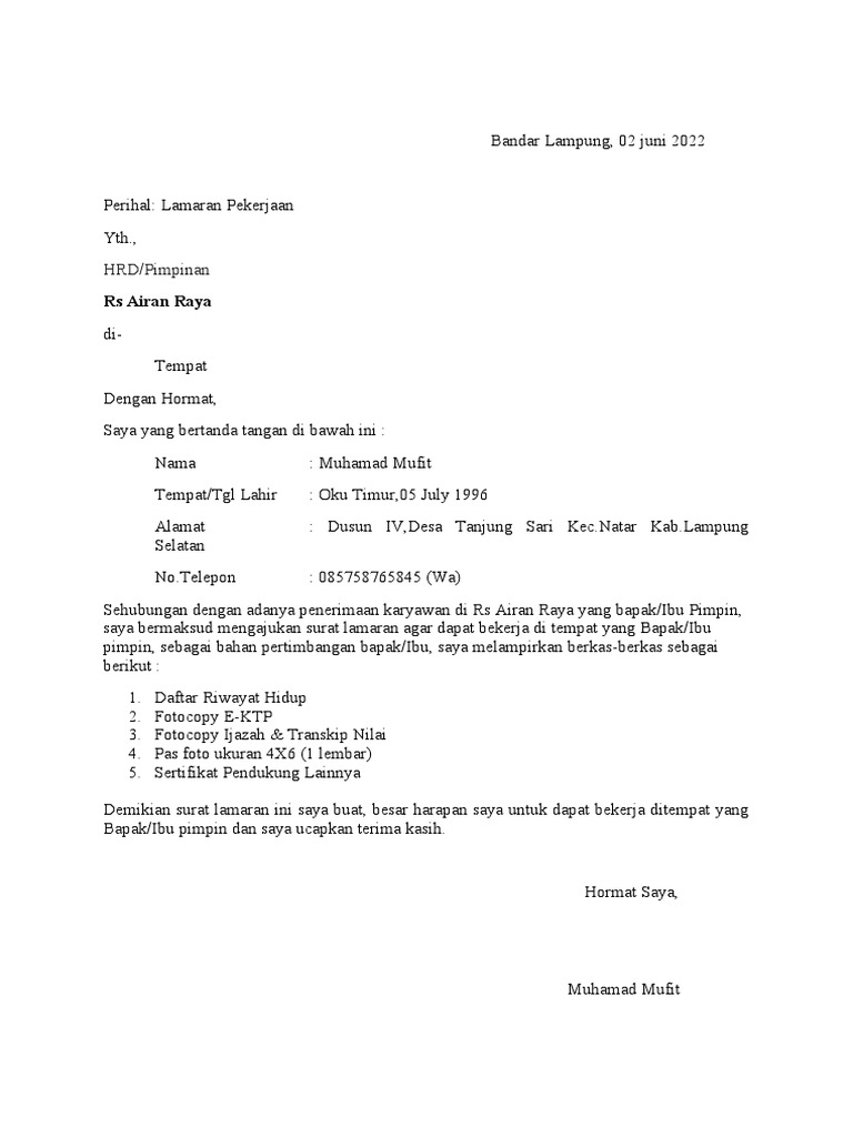 Cv. Rs Airan Raya | PDF