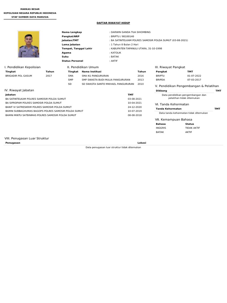 Darwin Ganda Tua Sihombing - RH - Singkat | PDF