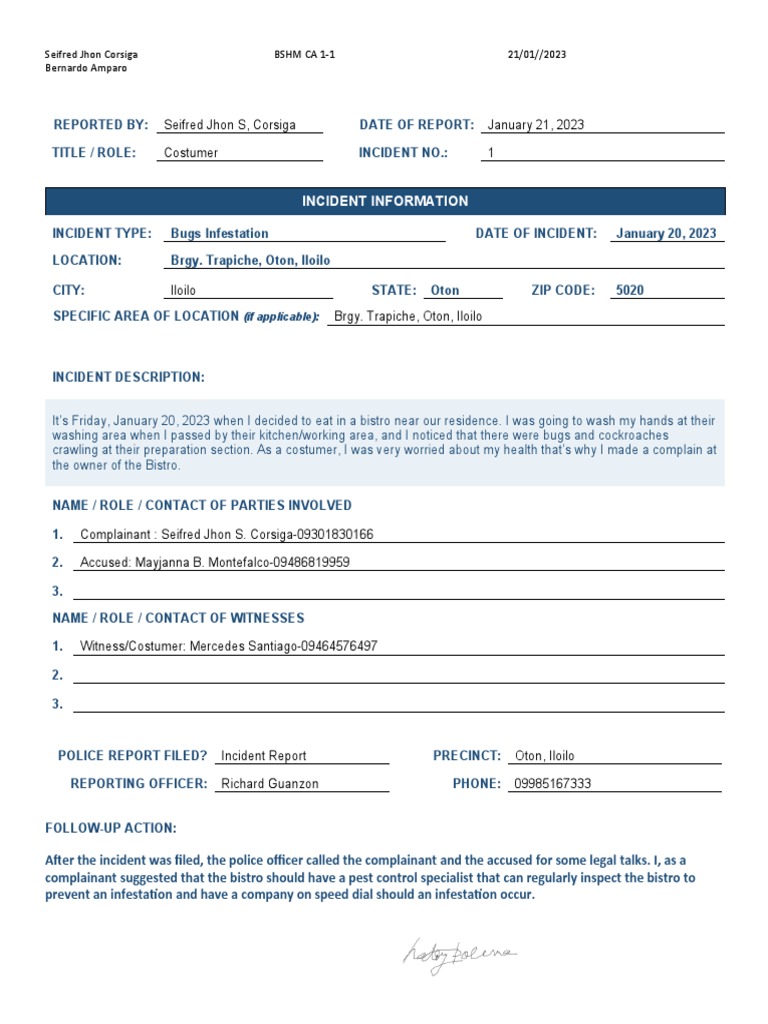 Incident Report Template | PDF