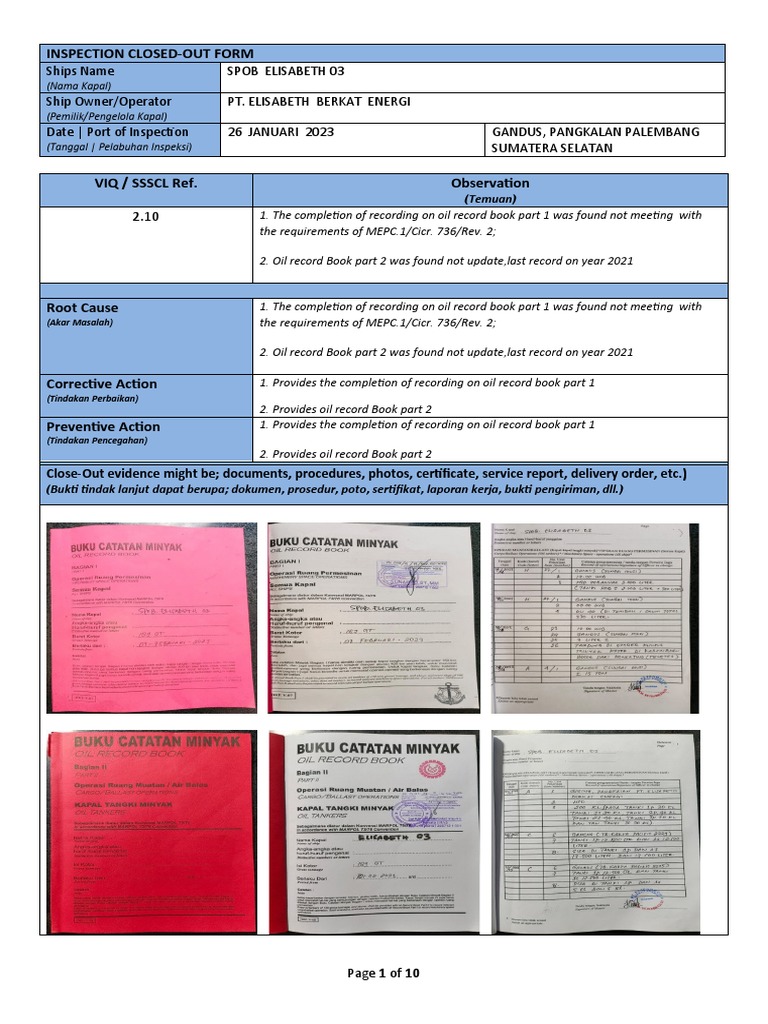 Form Open Closed Vetting Pertamina Spob Elisabeth 03 | PDF | Watercraft ...