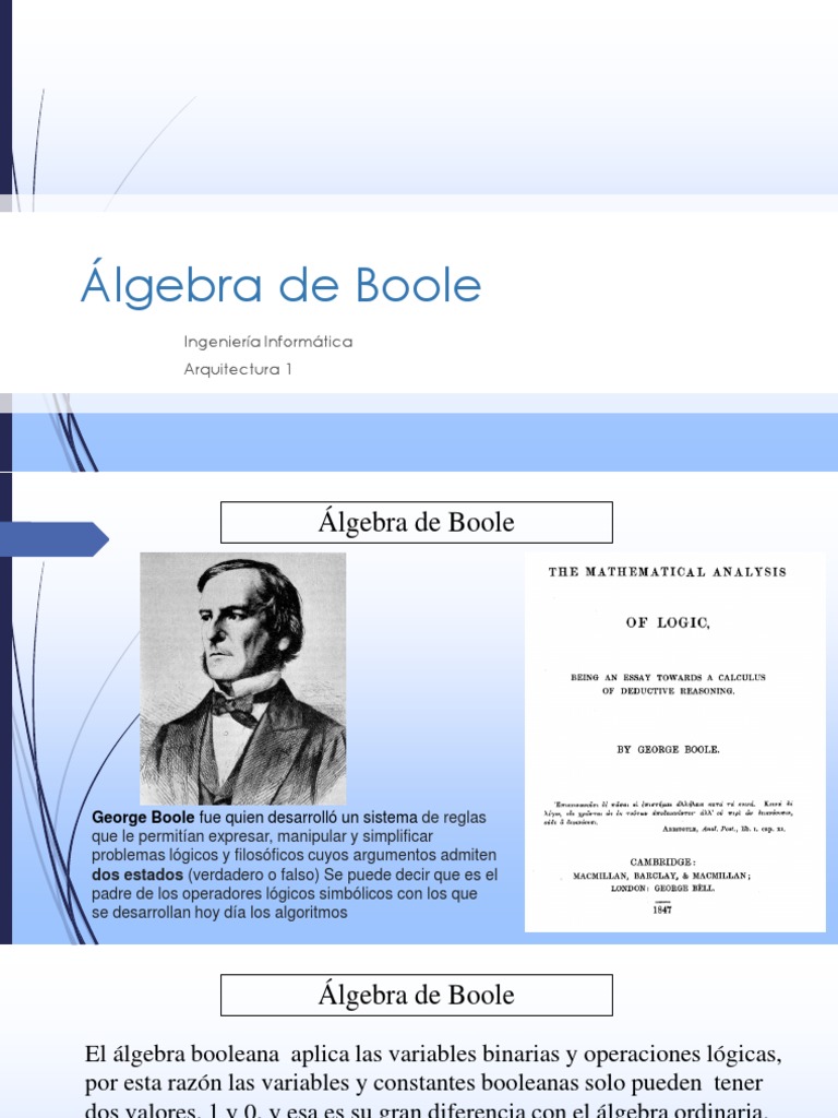 Una introducción completa al álgebra de Boole | PDF | Álgebra de Boole ...
