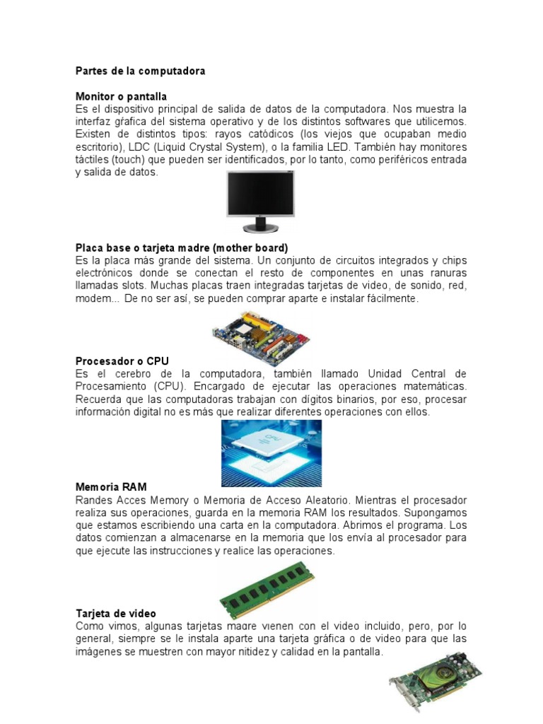 Partes de La Computadora | PDF | Almacenamiento de datos de la ...