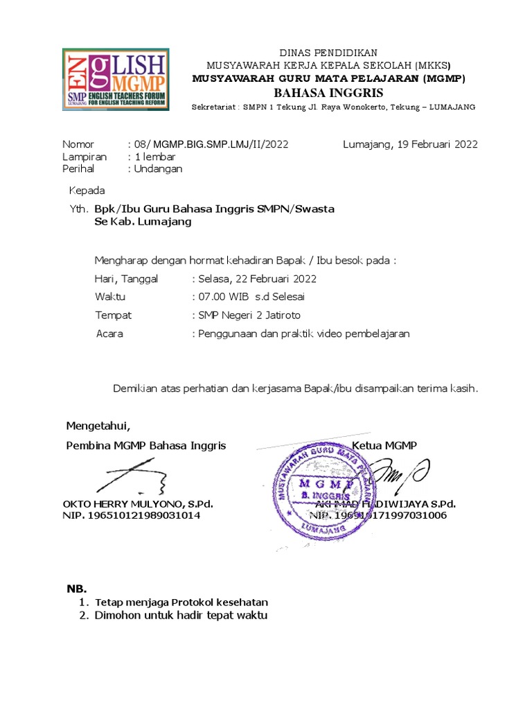 Undangan MGMP | PDF
