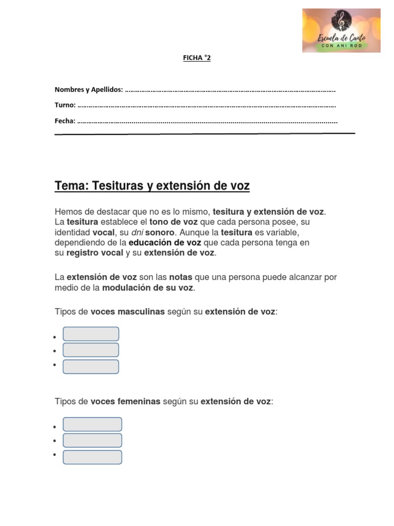 FICHA N°2 Tipos de Voces | PDF