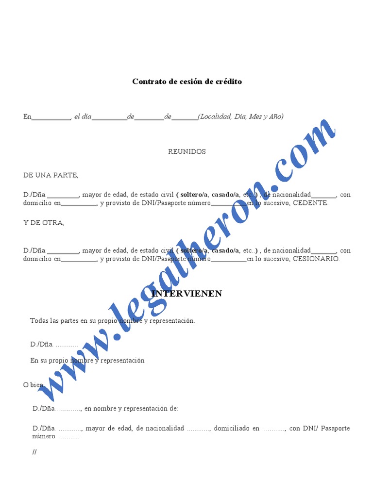 Contrato de Cesion de Credito... 1 | PDF | Pagos | Crédito