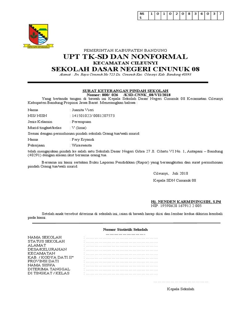 SURAT PINDAH CNNK 08 | PDF