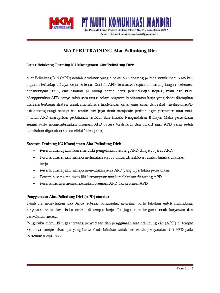 Materi Training Apd MKM | PDF