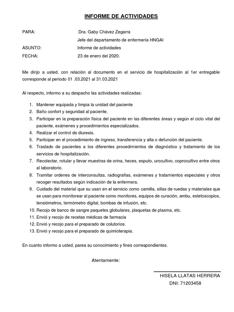 Informe de Actividades | PDF