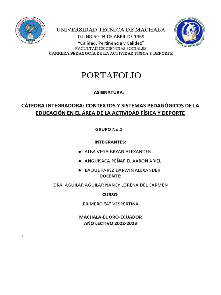 Portafolio Pedagogía Física UTMACH | PDF | Pedagogía | Science