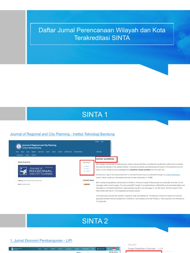 Daftar Lengkap Jurnal PWK Terakreditasi SINTA | PDF