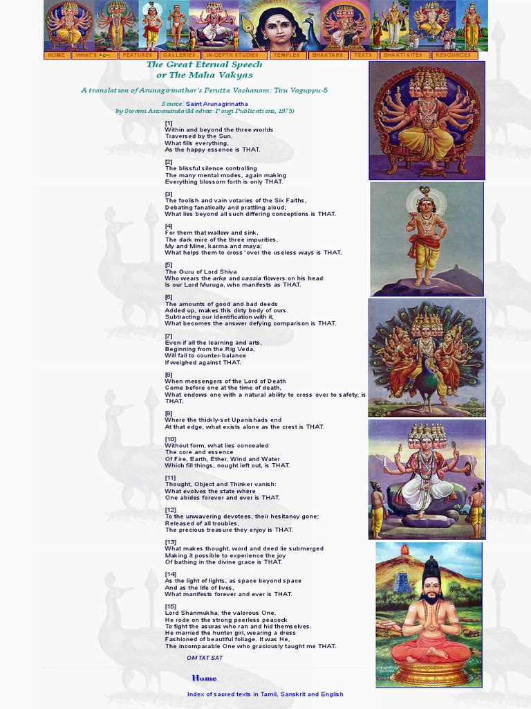 Arunagirinathar - Engl. Translation of His Perutta Vachanam Tiru ...