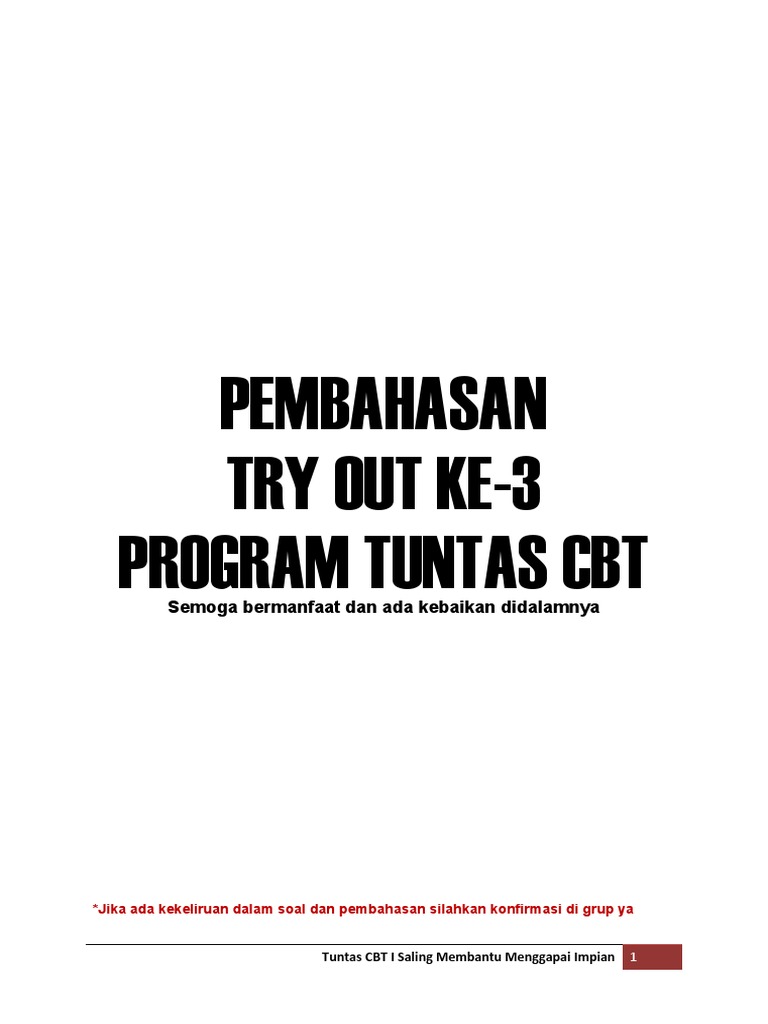 Pembahasan Soal Try Out ke-3 Program Tuntas CBT | PDF
