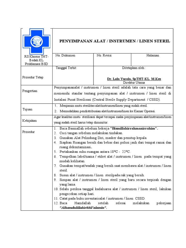 Spo Penyimpanan Alat Instrumen Linen Steril | PDF