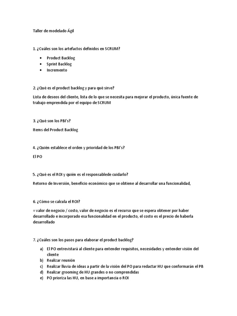 Taller de Modelado Agil | PDF | Scrum (desarrollo de software)
