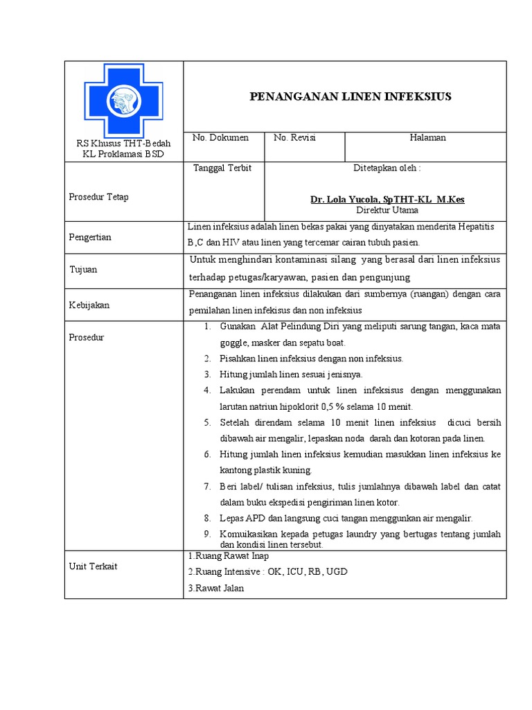 Spo Penanganan Linen Infeksius | PDF
