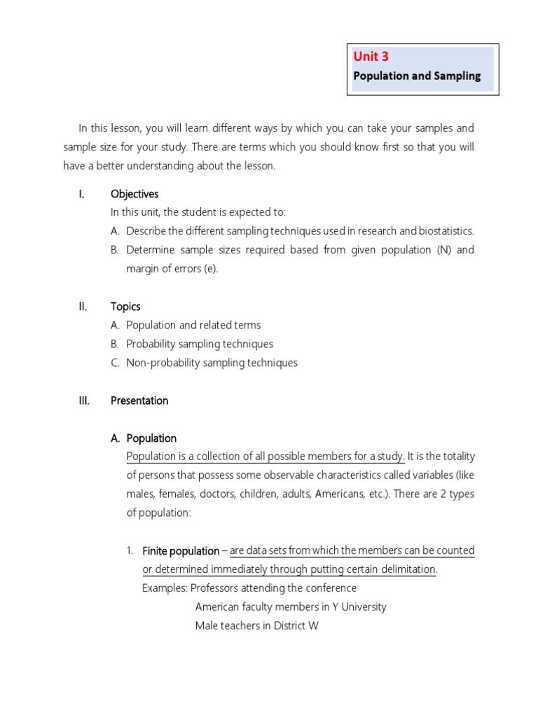CAF Unit 3 Lecture | PDF | Sampling (Statistics) | Scientific Method