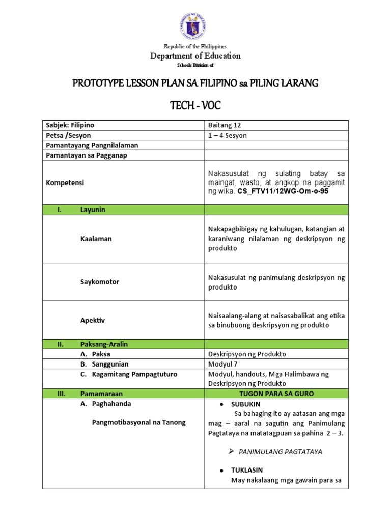 Filipino TechVoc - M7 | PDF