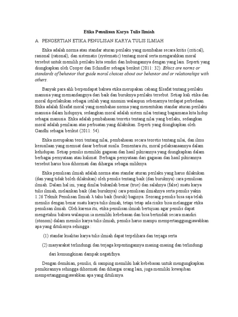 Etika Penulisan Karya Tulis Ilmiah | PDF