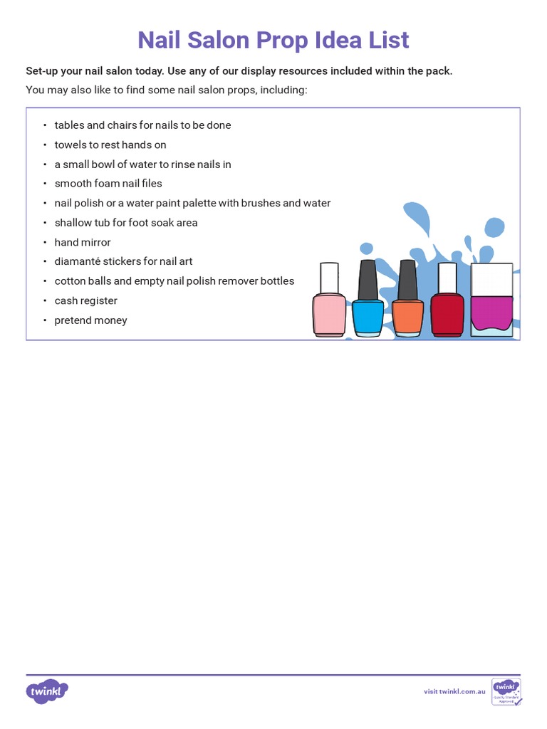 Nail Salon Prop List For Beauty Care | PDF