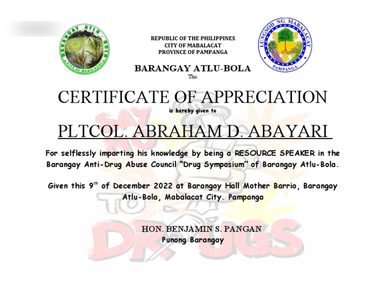 Certificate of Appreciation | PDF