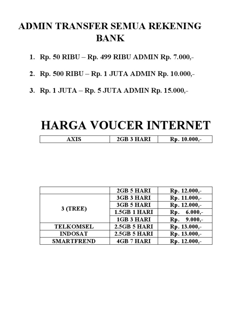 Biaya Admin Transfer Uang Antar Bank | PDF