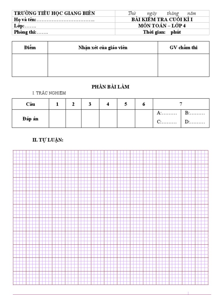 Mau Giay Kiem Tra | PDF