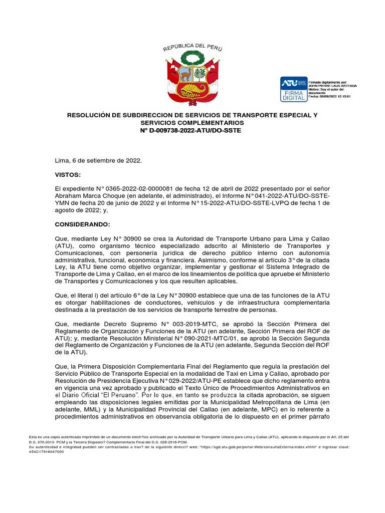 9 - 009738 2022 Atu Do Sste PDF | PDF | Lima | Regulación