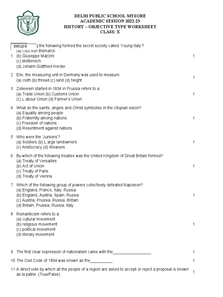 History Obj Worksheet | PDF | Mahatma Gandhi