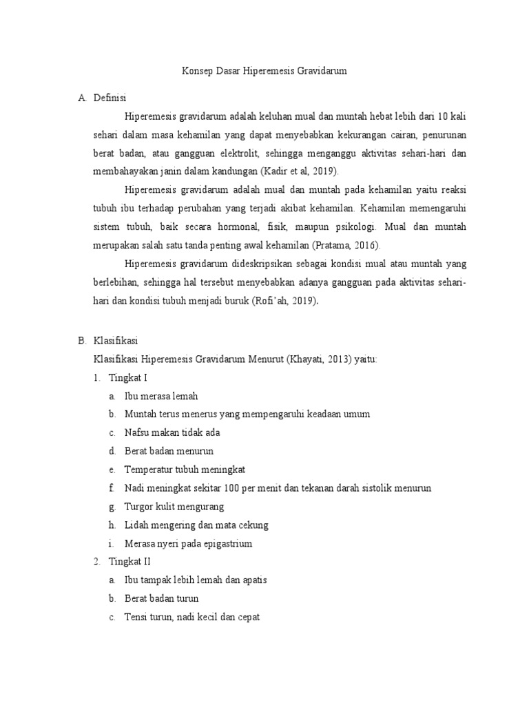 Konsep Dasar Hiperemesis Gravidarum | PDF