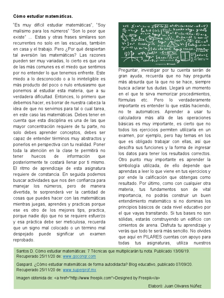 Cómo Estudiar Matemáticas Pdf Matemáticas Ciencia Cognitiva