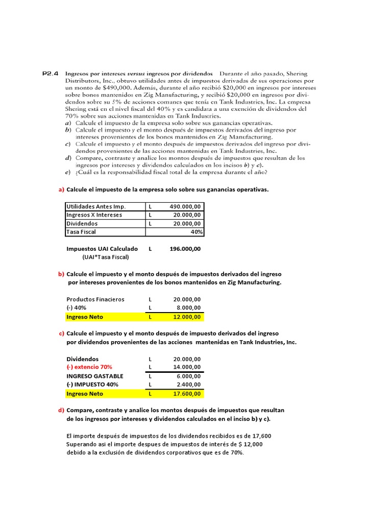 Ejercicios P2.4, P2.5 y P2.6 | PDF | Compartir (Finanzas) | Dividendo