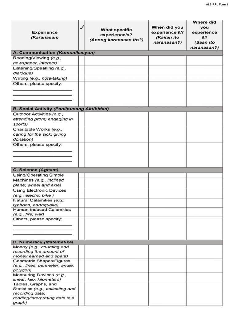 Als RPL Form 2 of 3 | PDF
