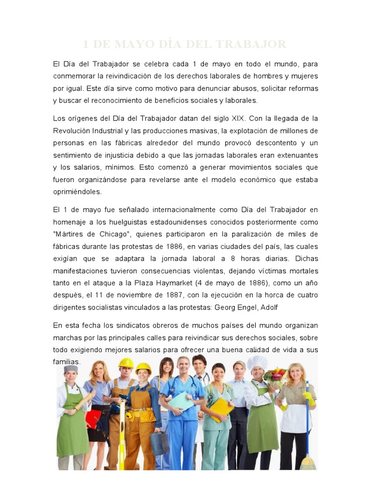 1 De Mayo Día Del Trabajo Pdf